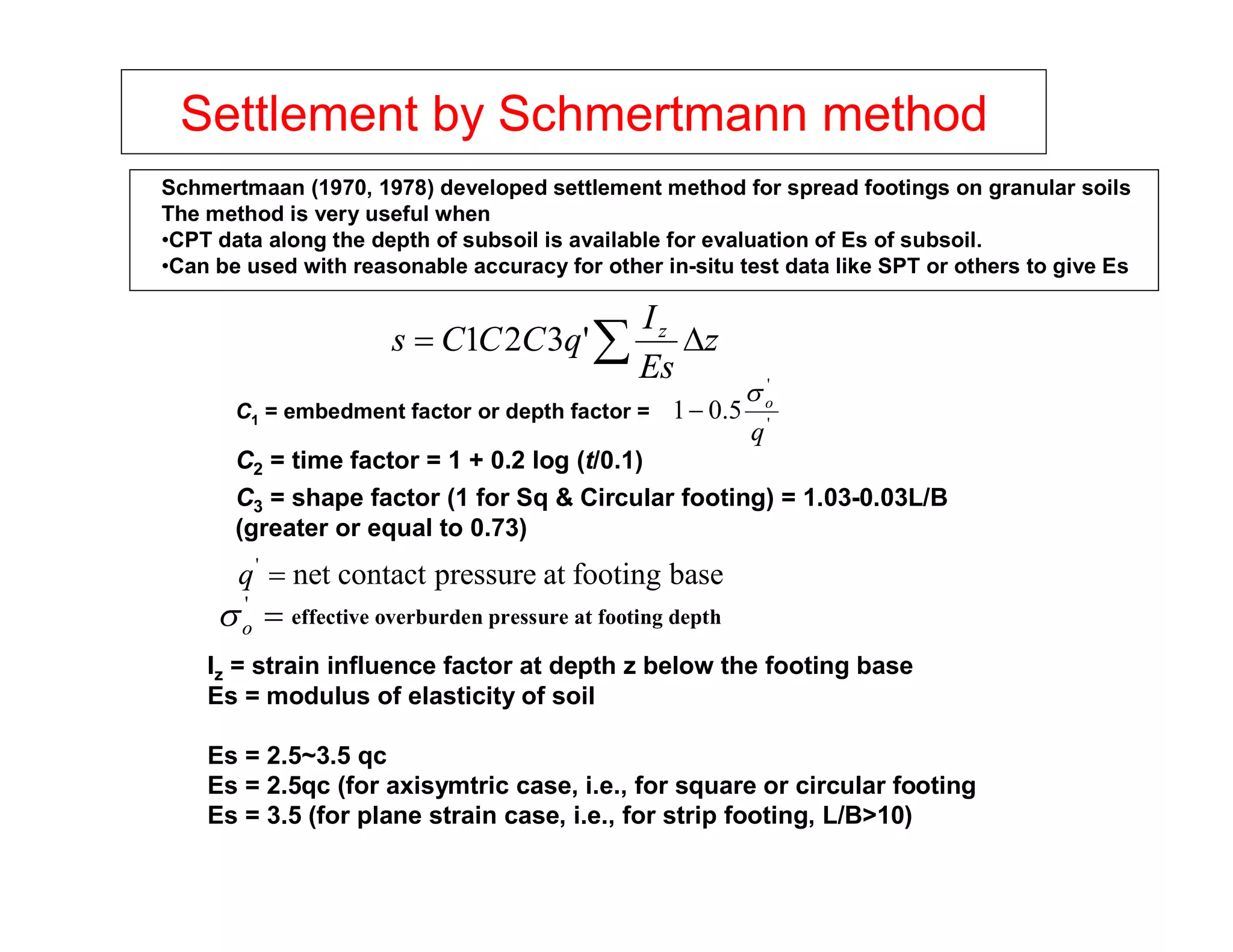 Methods to Determine the Immediate or Elastic Settlement (الهبوط الفورى) | PDF