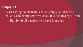 SET THEORY, definition of set, notation, representation of set and ...
