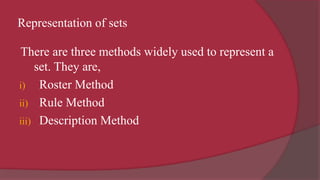 SET THEORY, definition of set, notation, representation of set and types of set | PPT | Physics ...