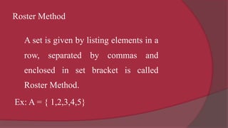 SET THEORY, definition of set, notation, representation of set and types of set | PPT | Physics ...