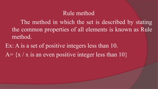 SET THEORY, definition of set, notation, representation of set and ...