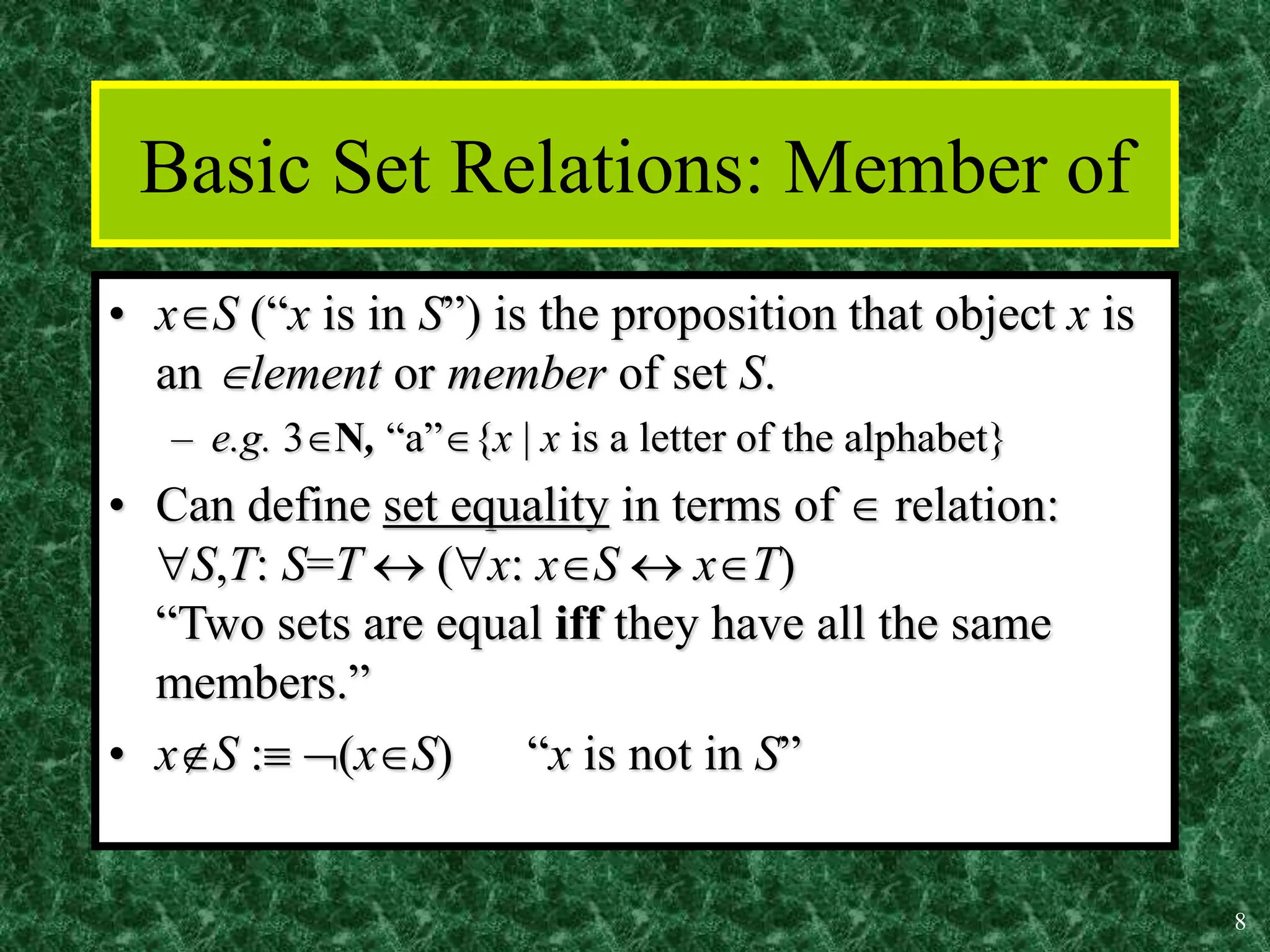 Introduction to set theory with application | PPT