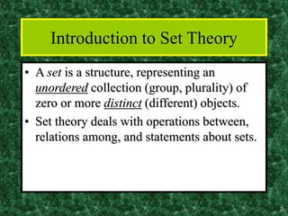 Introduction to set theory with application | PPT