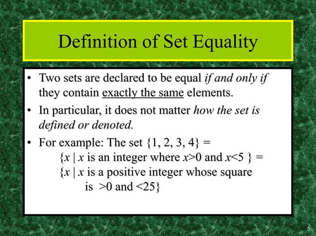 Introduction to set theory with application | PPT