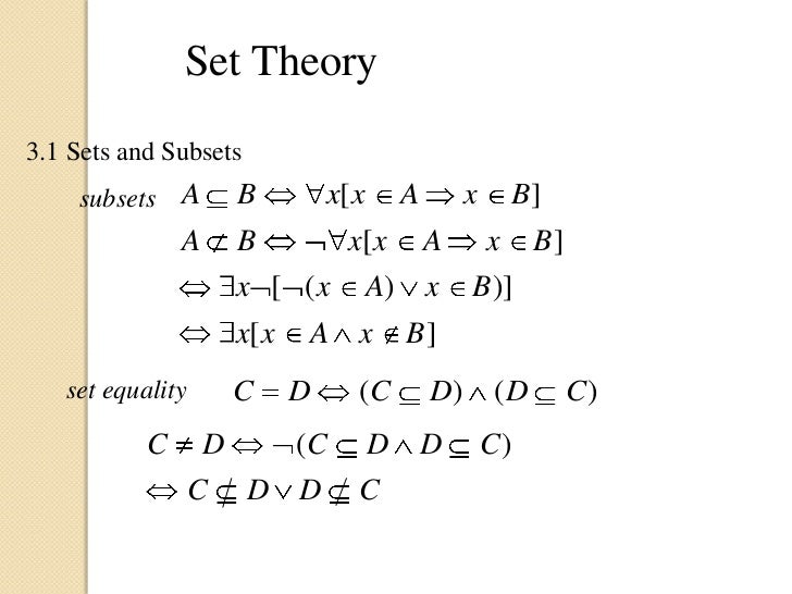 Set theory and relation