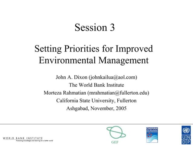 Setting Priorities for Improved Environmental Management | PPT