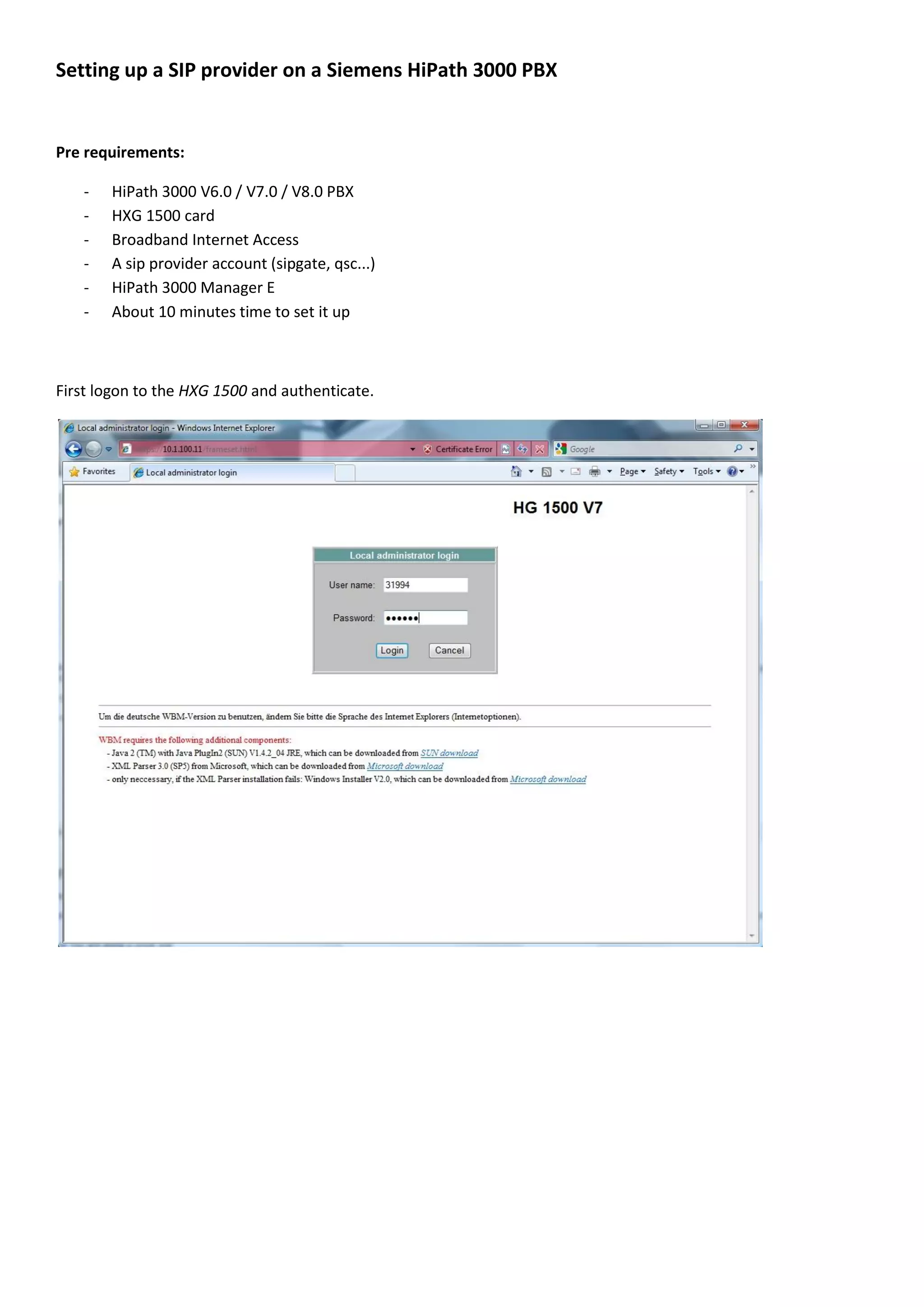 Hướng dẫn cài đặt SIP Trunking với tổng đài Siemens Hipath 3000 | PDF