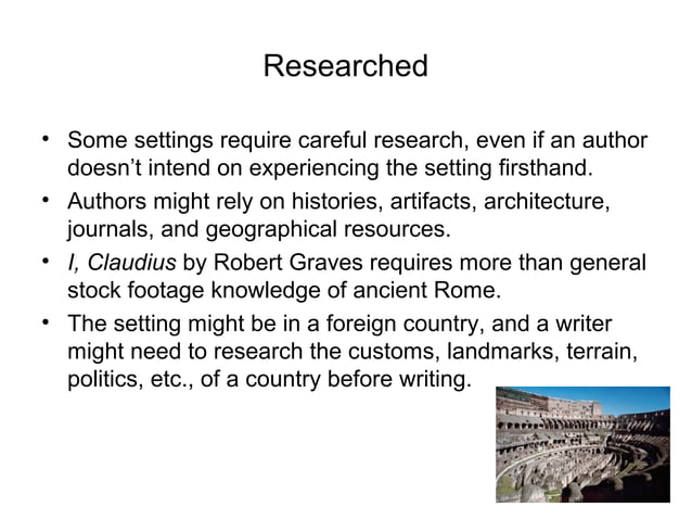 Types of Setting | PPT | Fiction | Books and Literature