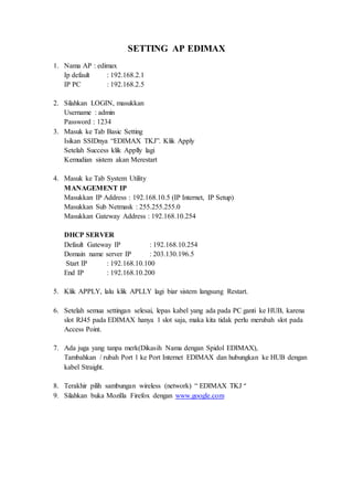 Setting access point edimax | DOCX
