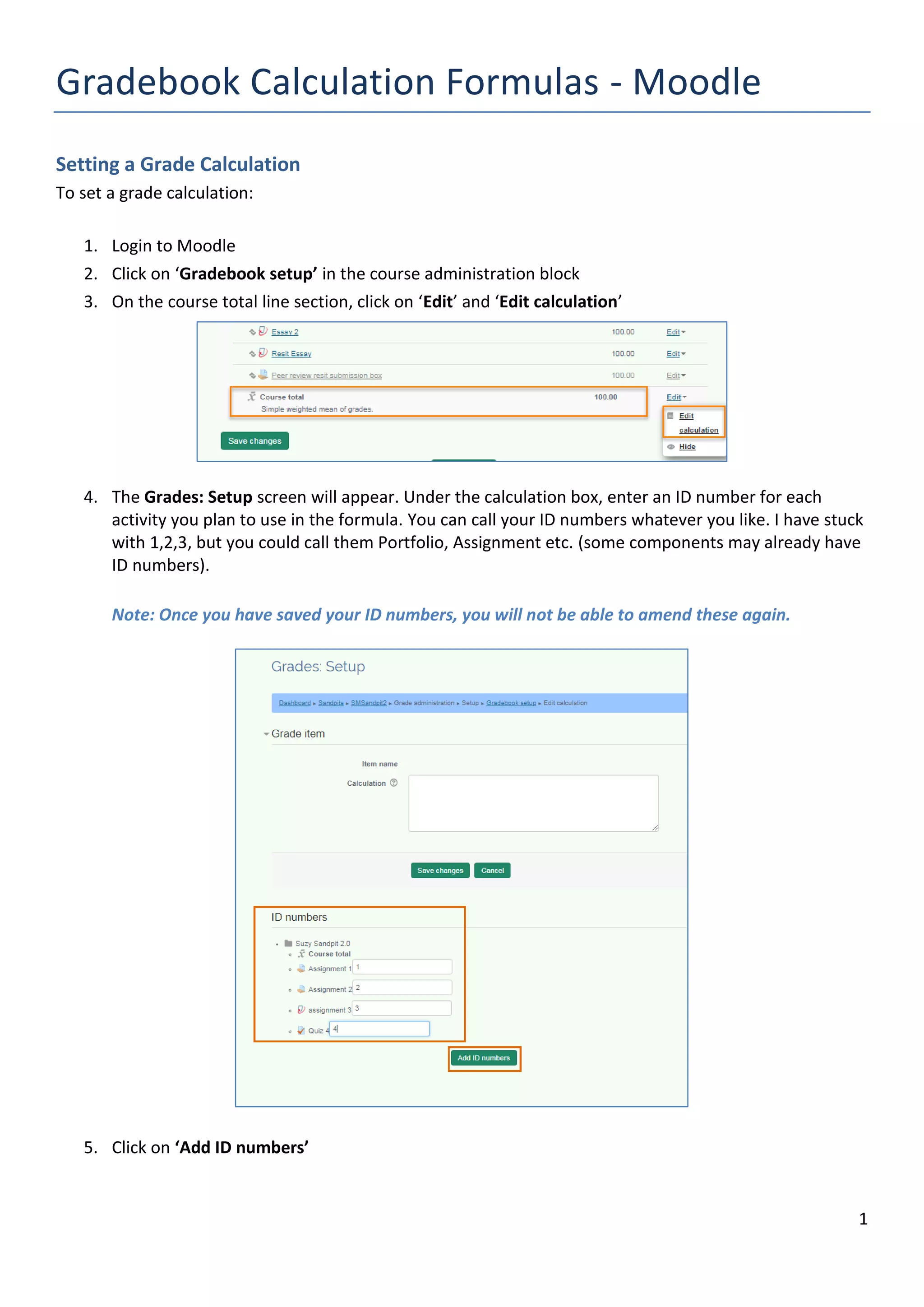 Setting a gradebook calulation on Moodle | PDF | Educational Assessment | Education
