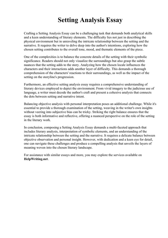Setting Analysis Essay.pdfSetting Analysis Essay | PDF