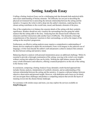 Setting Analysis Essay | PDF