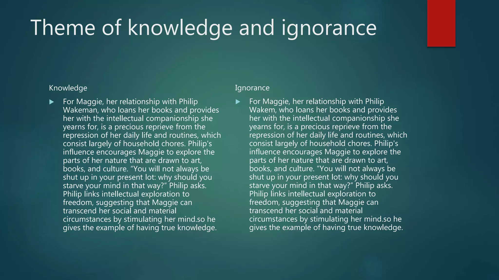 Setting and theme-critical analysis- mill on the floss | PPTX