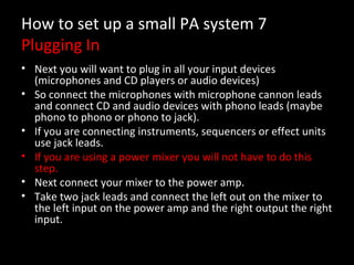 Setting up a small PA | PPT | Digital Audio | Computer Software and ...