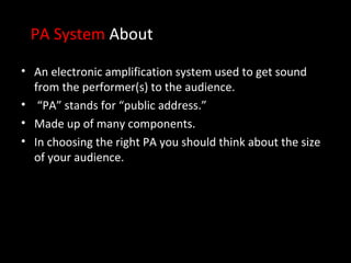 Setting up a small PA | PPT | Digital Audio | Computer Software and ...