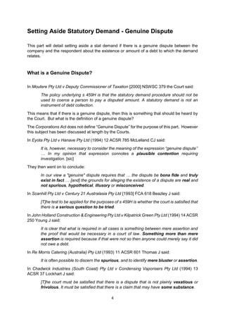 Setting aside statutory demand in australia | PDF