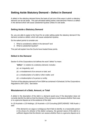 Setting Aside Statutory Demand in Australia | PDF