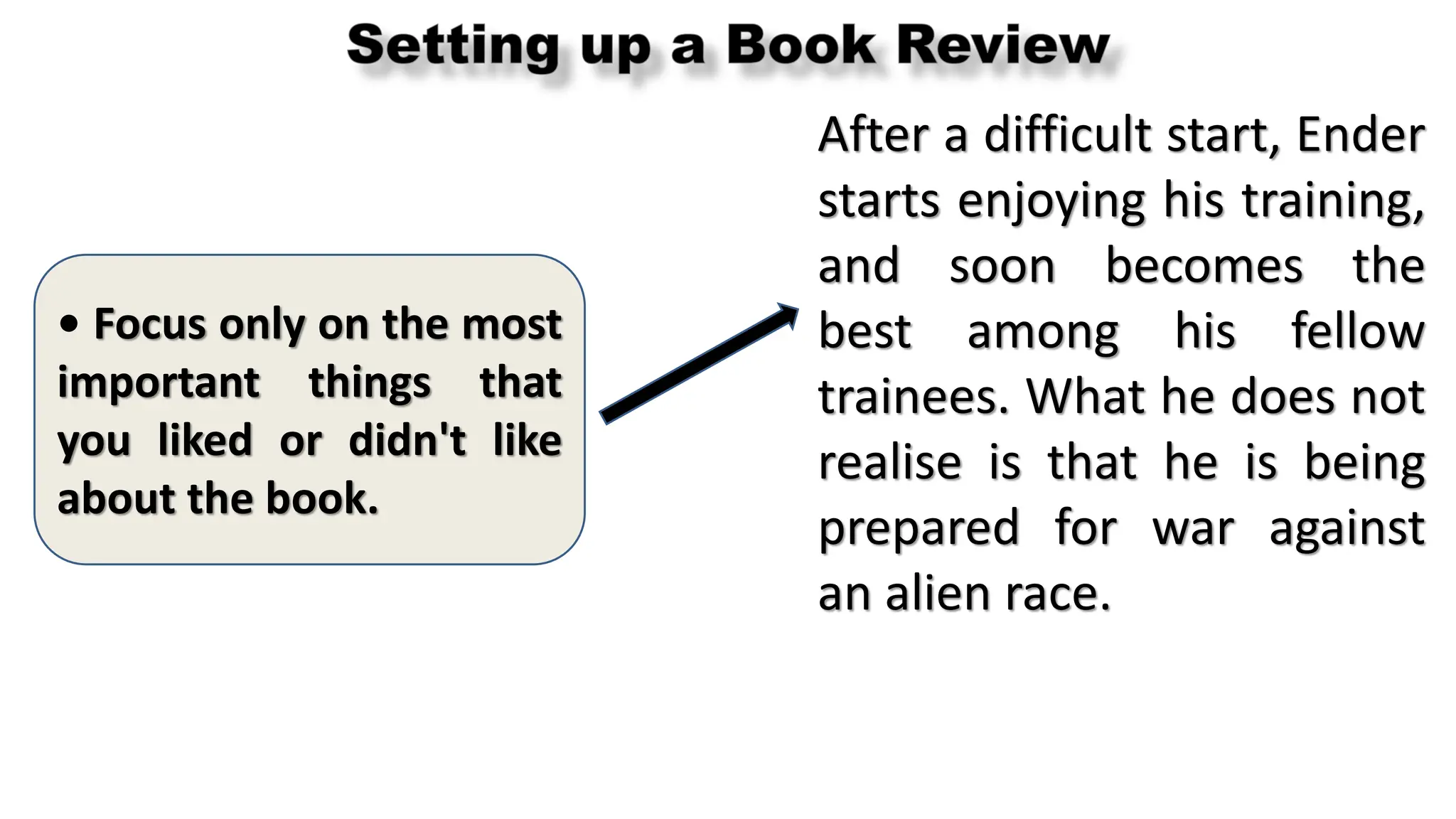Setting up a book review for high school students | PPTX
