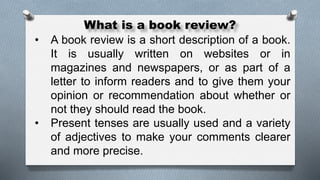 Setting up a book review for high school students | PPTX