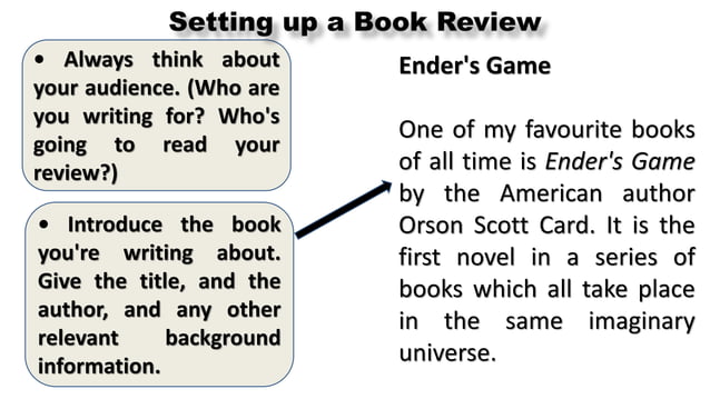 Setting up a book review for high school students | PPTX