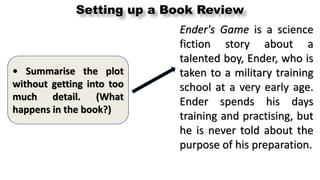 Setting up a book review for high school students | PPTX