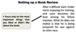 Setting up a book review for high school students | PPTX
