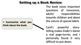 Setting up a book review for high school students | PPTX