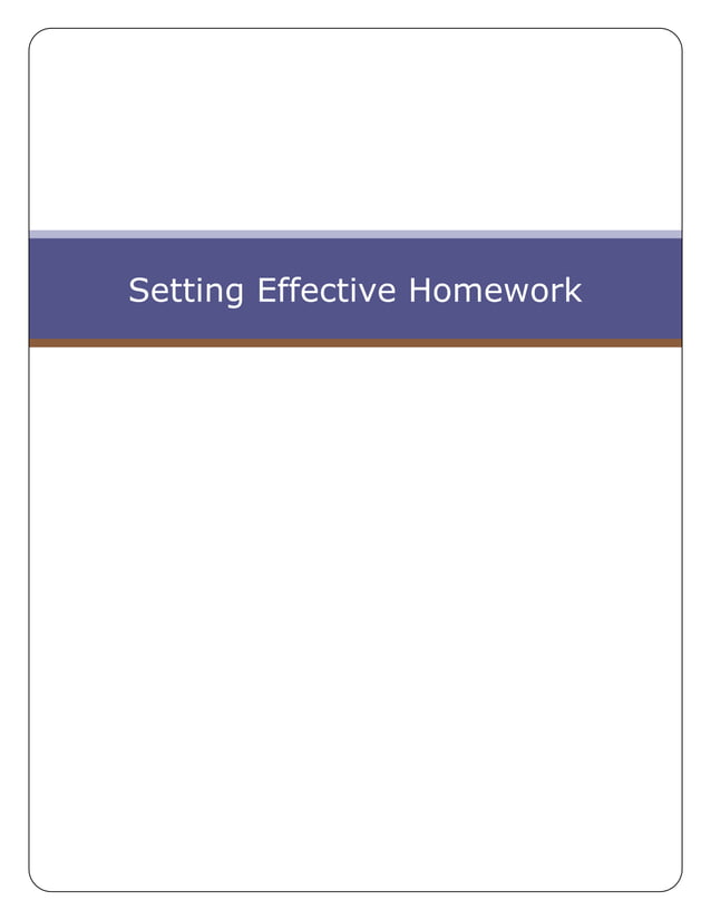 Setting Effective Homework | PDF