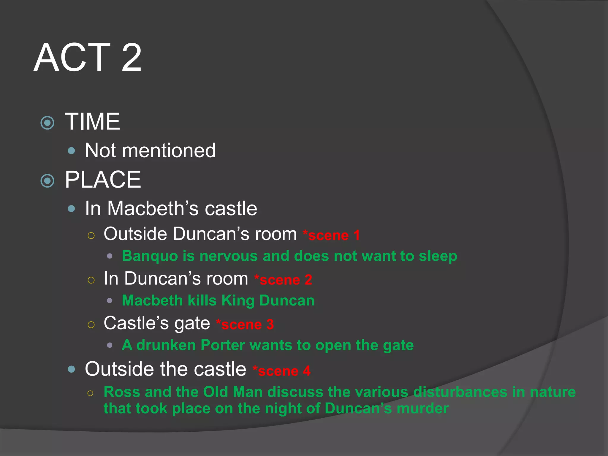 Setting for each act in Macbeth | PPT