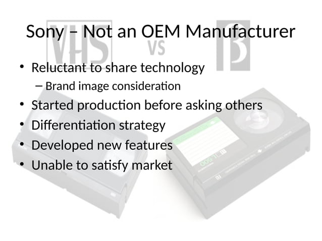 Sony Vs Matsushita Case Analysis in classroom | PPTX | Home Entertainment Systems | Consumer ...