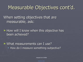 Setting Goals And Objectives Training | PPT