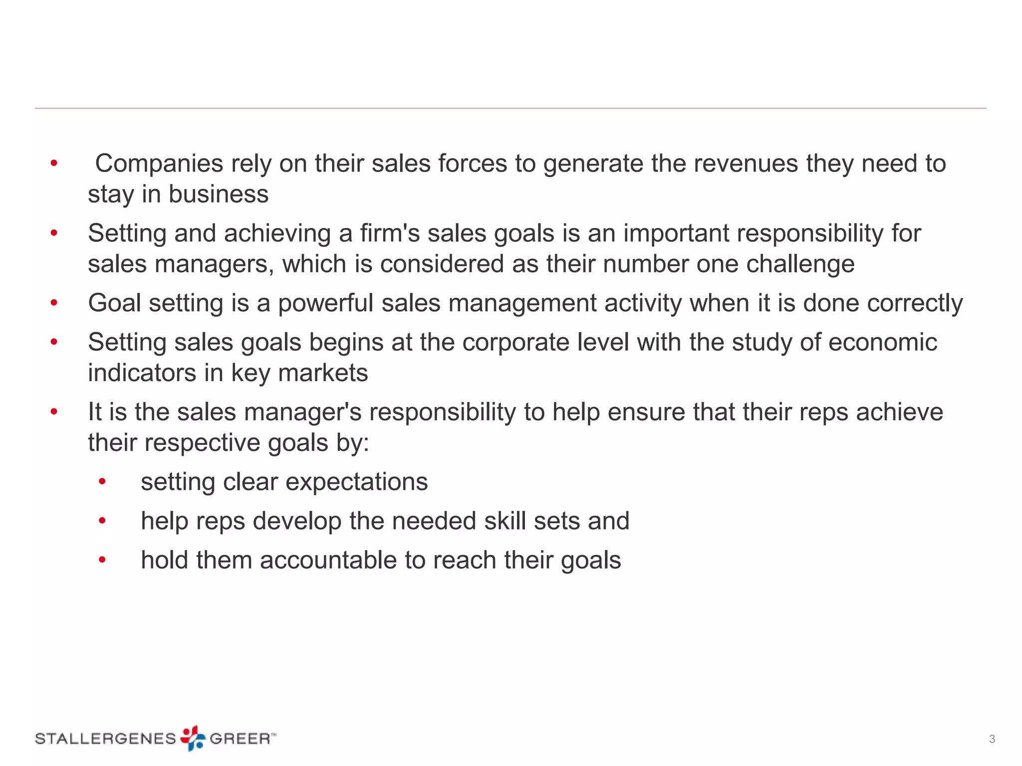 Setting goals & managing the sales force's performance | PPTX