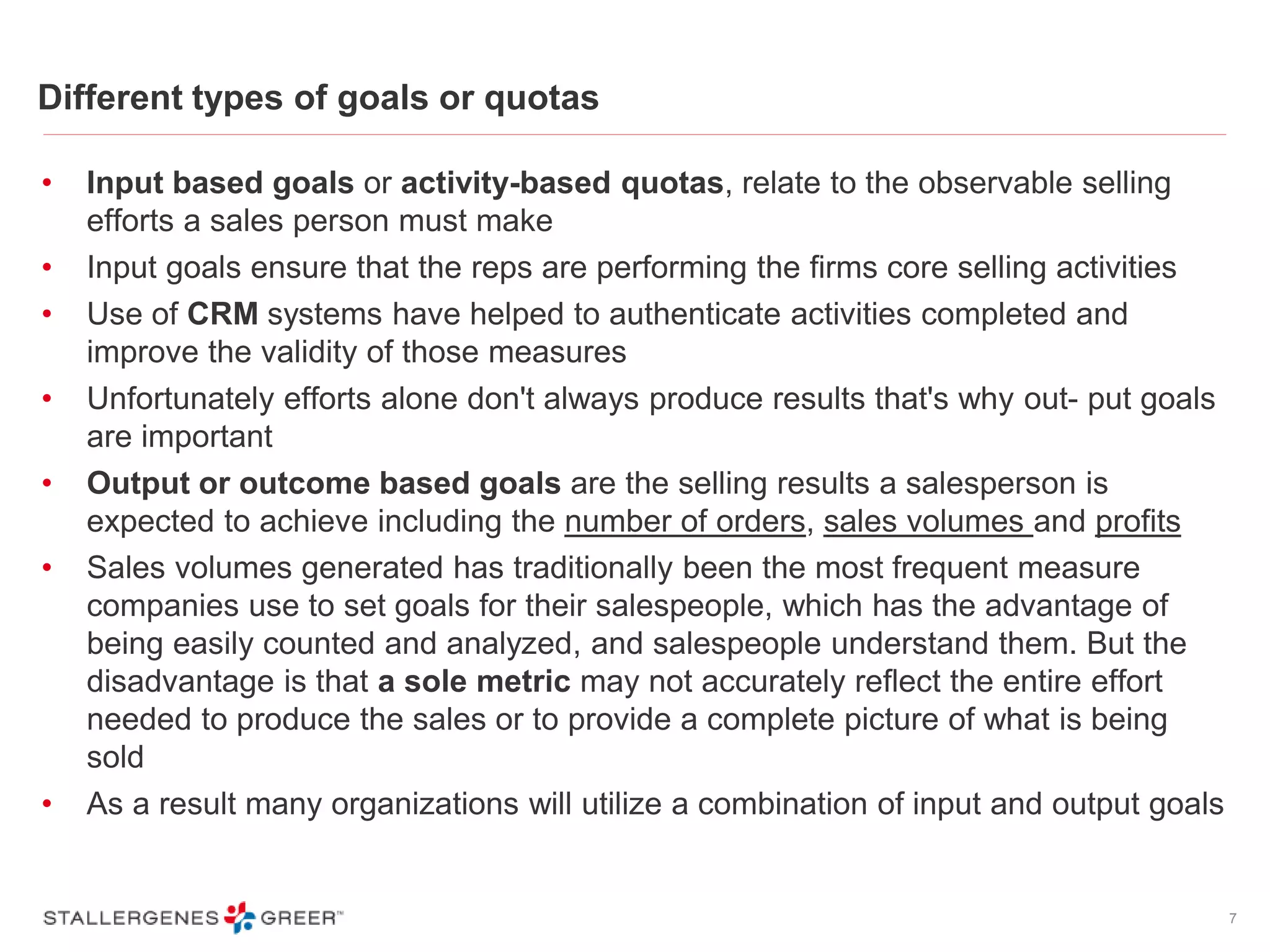 Setting goals & managing the sales force's performance | PPTX