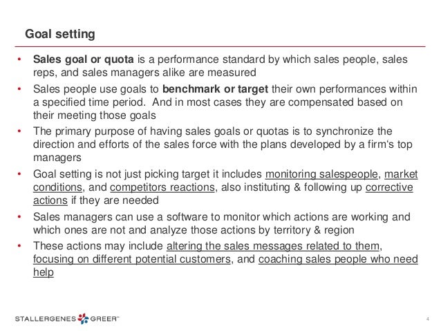 Setting goals & managing the sales force's performance