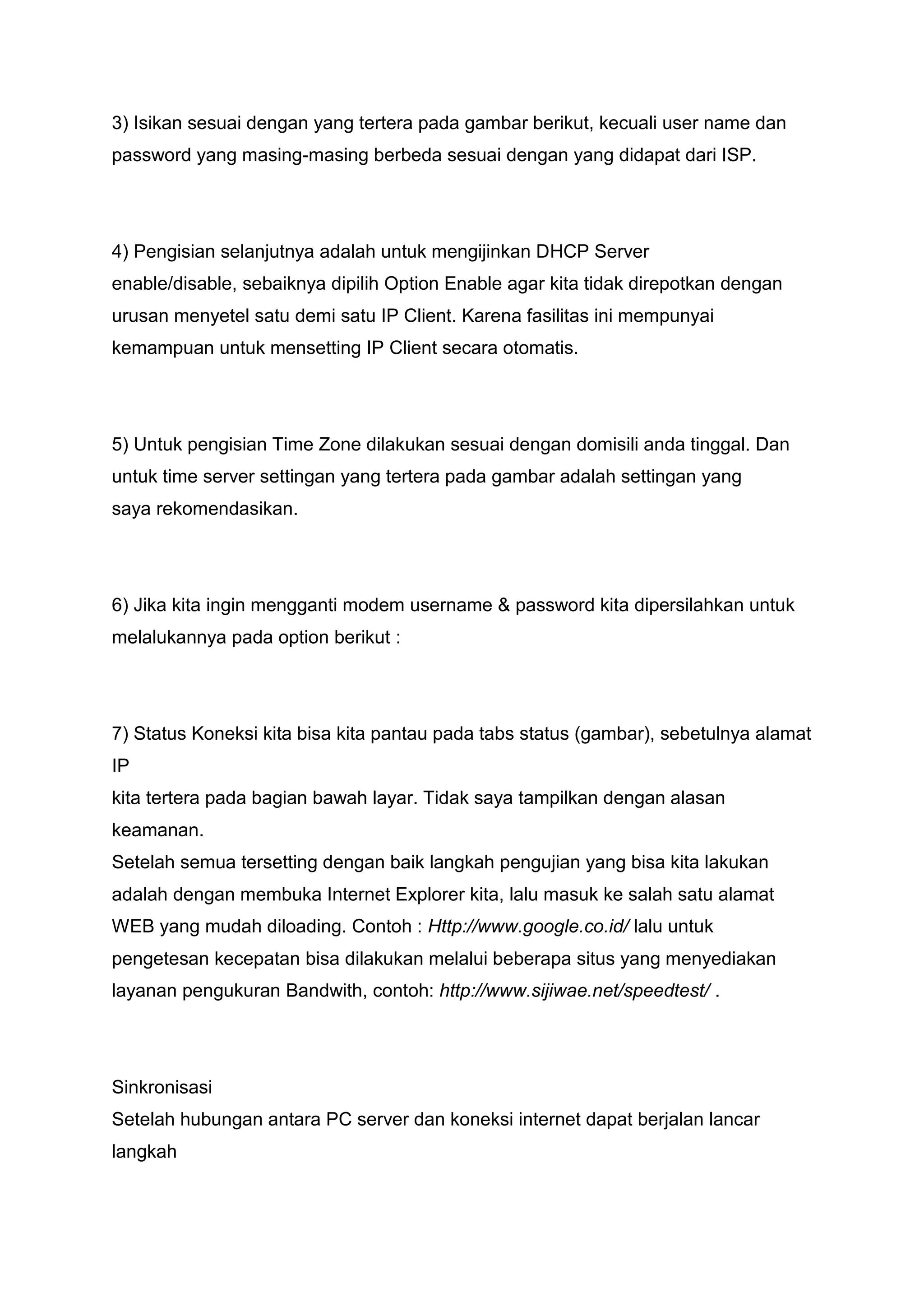 Setting instalasi jaringan warnet | DOCX