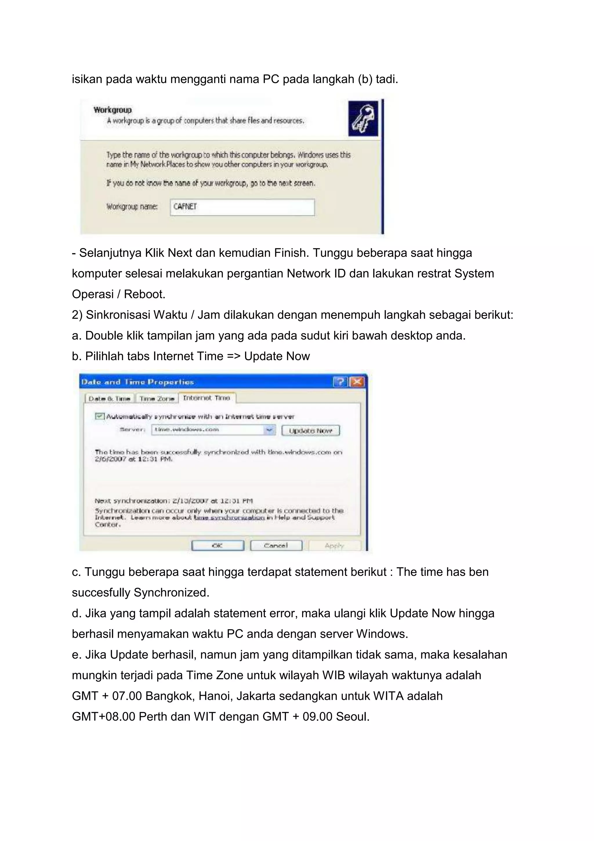 Setting instalasi jaringan warnet | DOCX