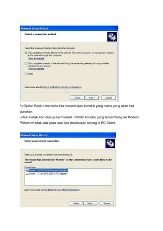 Setting instalasi jaringan warnet | DOCX