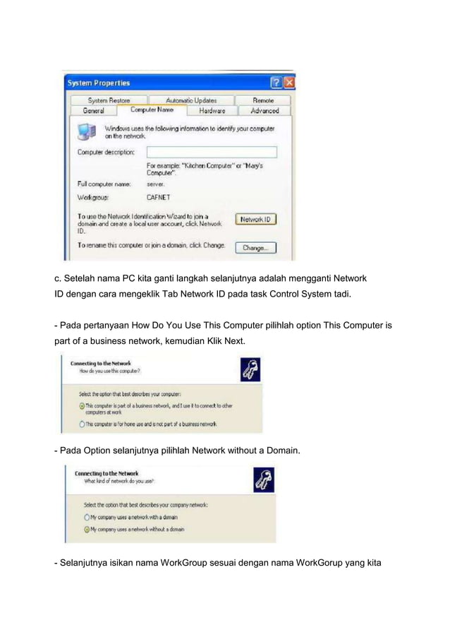 Setting instalasi jaringan warnet | DOCX