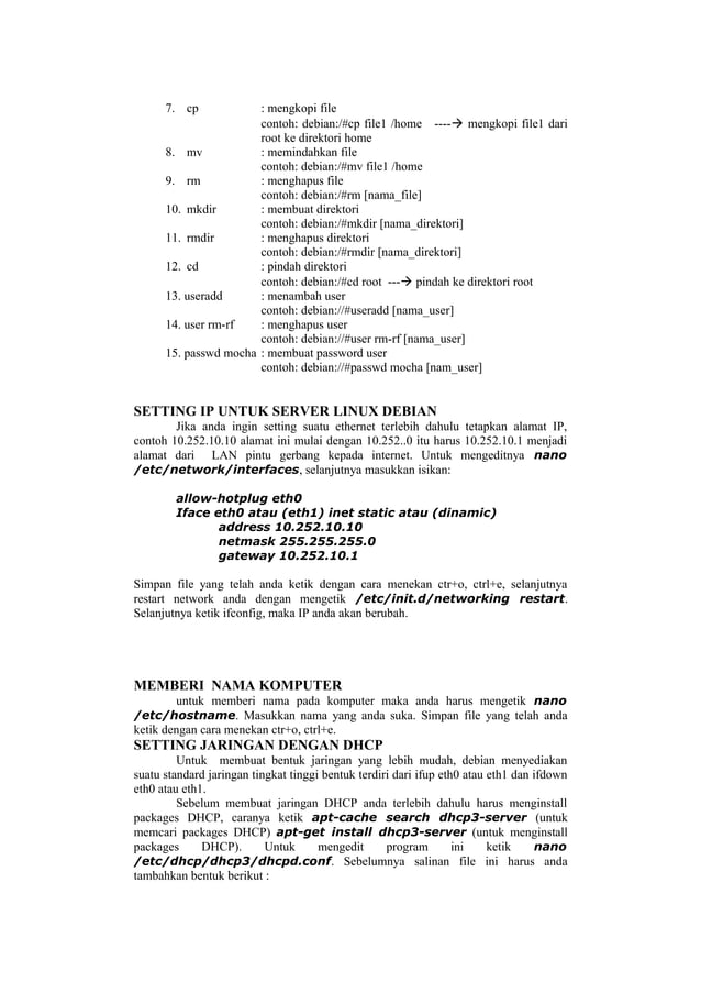 Setting jaringan linux debian | PDF