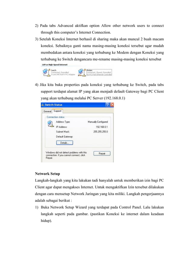 Setting jaringan warnet berbasis windows xp | PDF