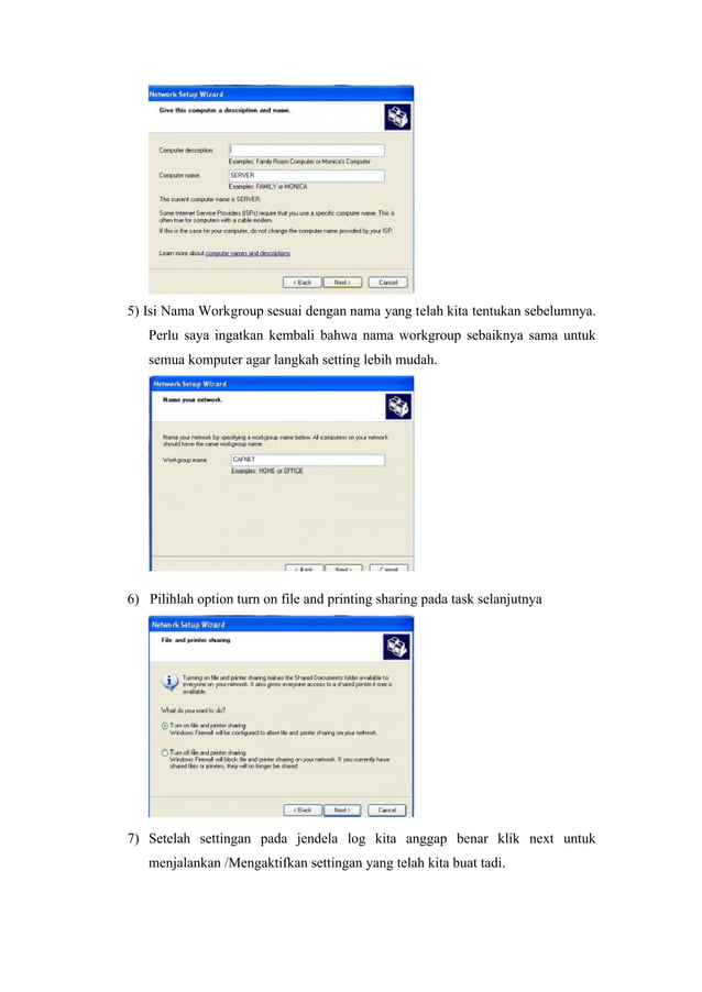 Setting jaringan warnet berbasis windows xp | PDF