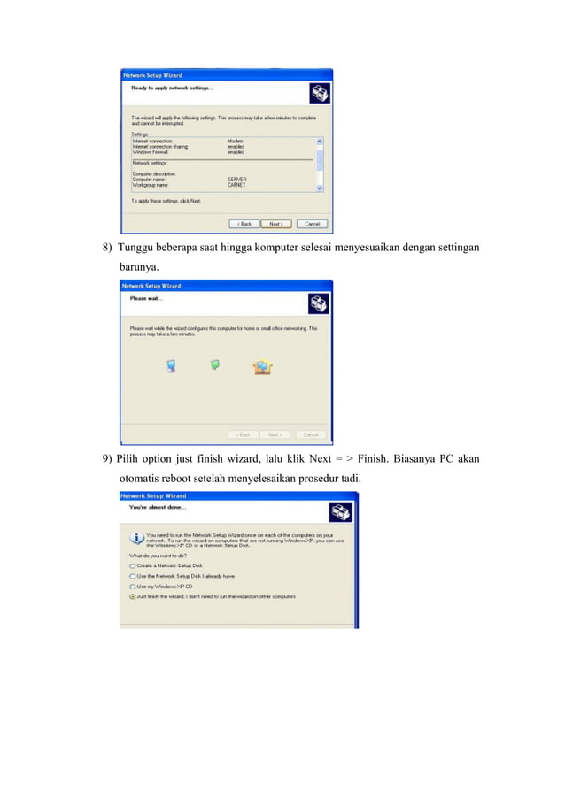 Setting jaringan warnet berbasis windows xp | PDF