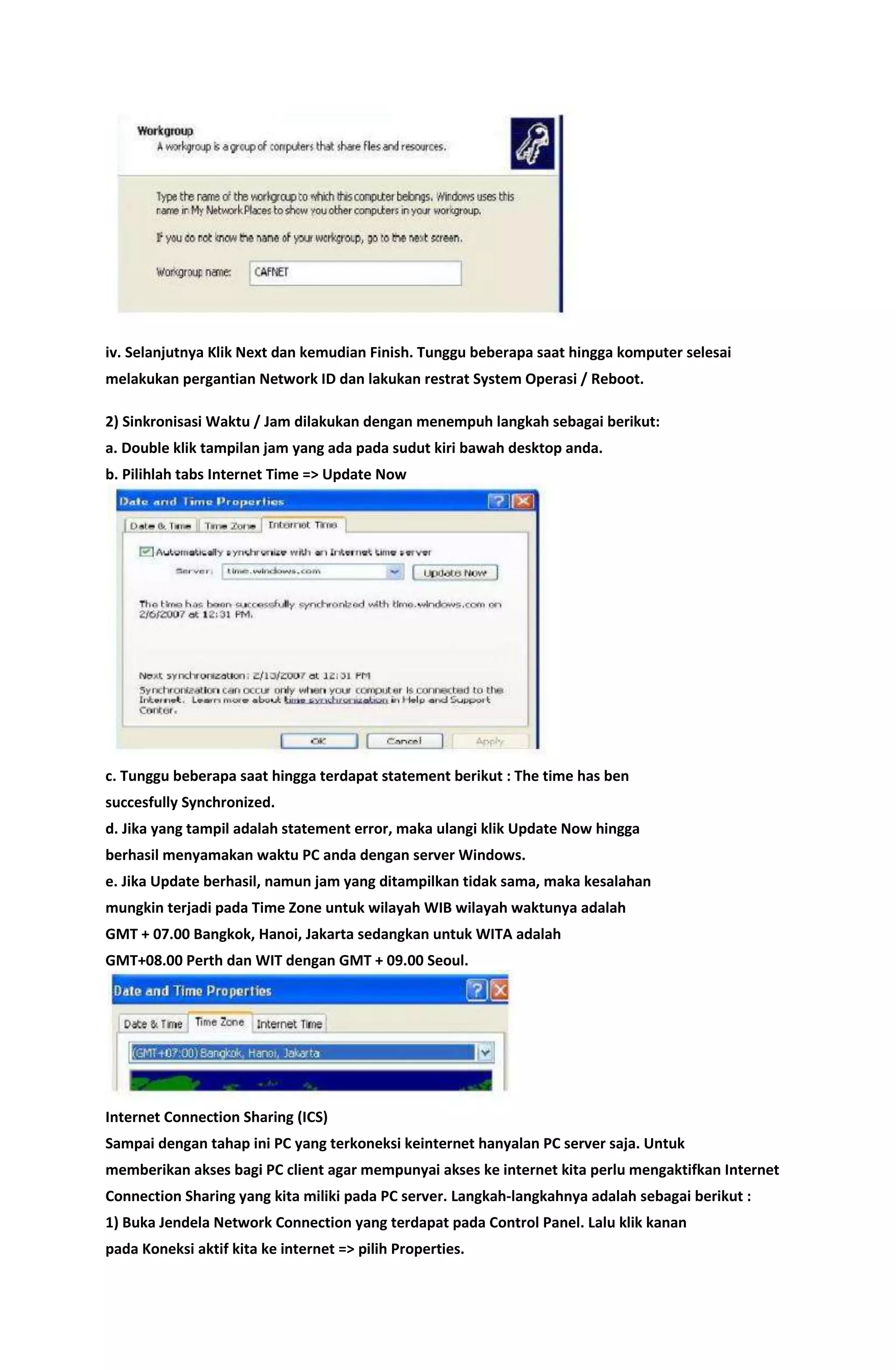 Setting jaringan warnet berbasis windows xp dan adsl modem | DOCX