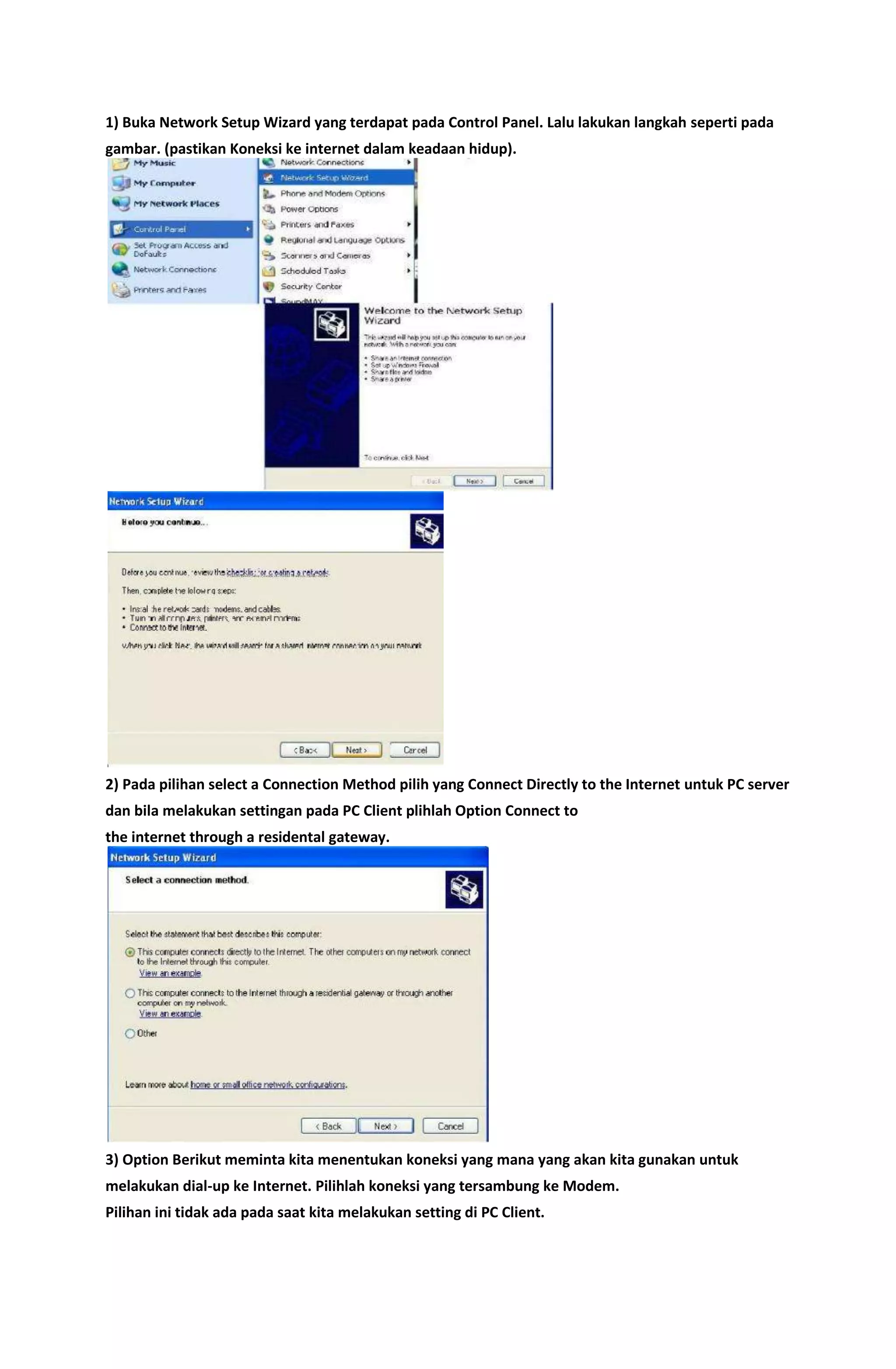 Setting jaringan warnet berbasis windows xp dan adsl modem | DOCX