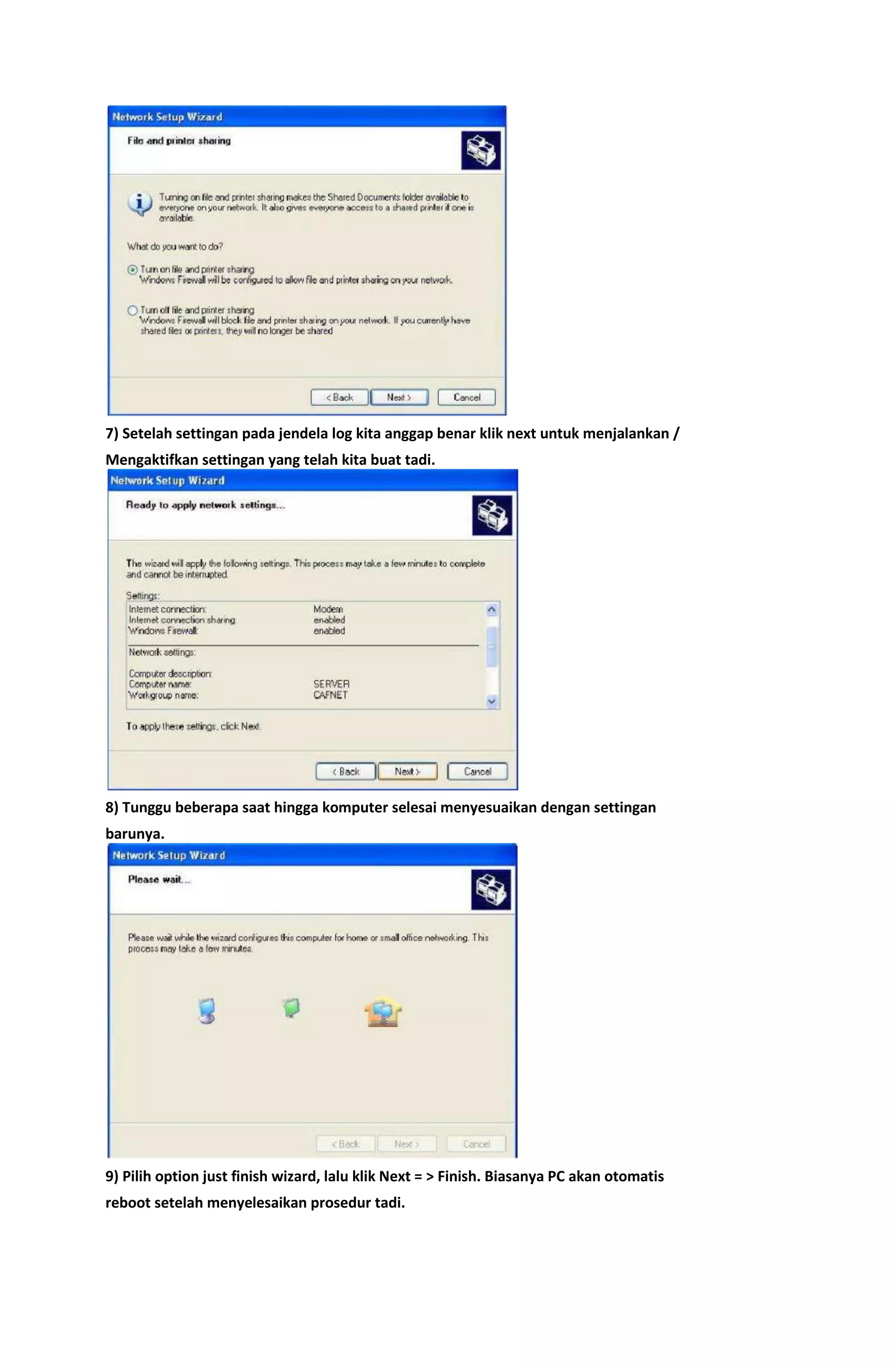 Setting jaringan warnet berbasis windows xp dan adsl modem | DOCX
