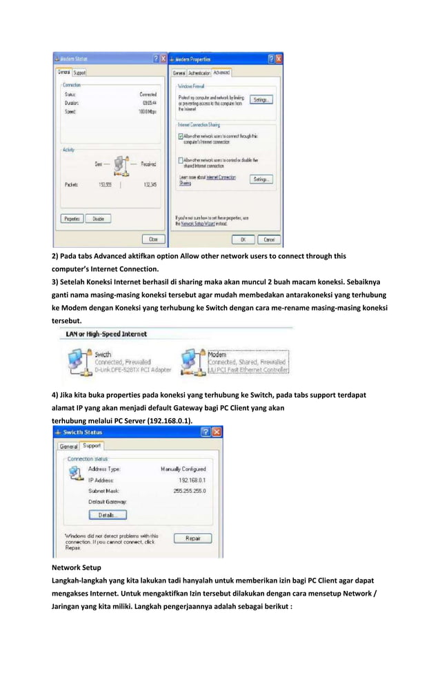 Setting jaringan warnet berbasis windows xp dan adsl modem | PDF
