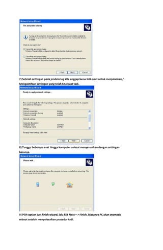 Setting jaringan warnet berbasis windows xp dan adsl modem | DOCX