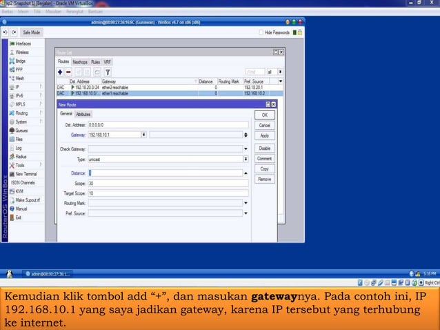 Setting mikrotik sebagai gateway dengan winbox | PPT