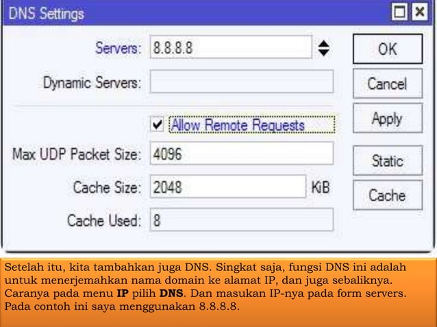 Setting mikrotik sebagai gateway dengan winbox | PPT