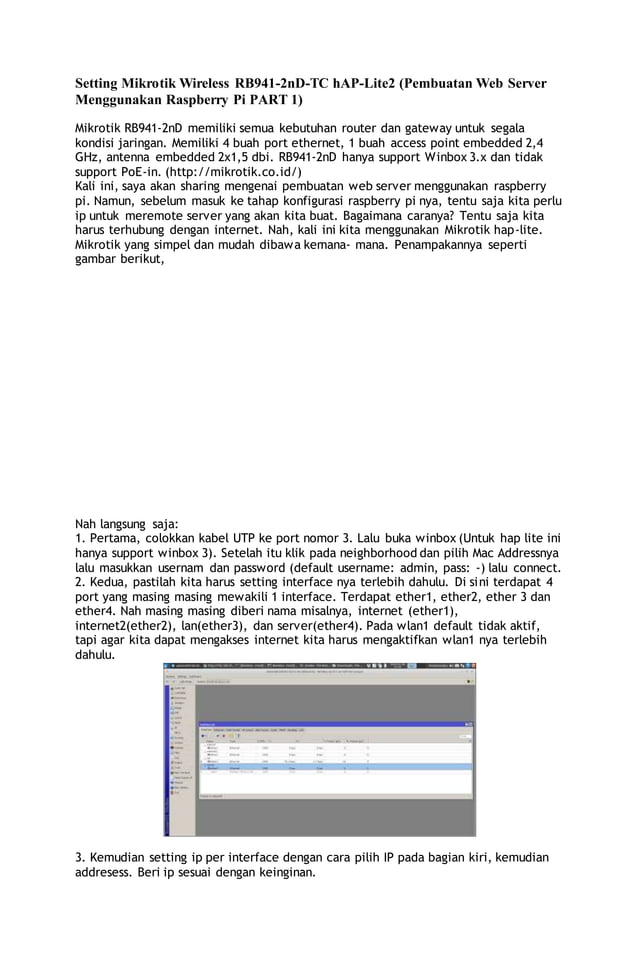 Setting mikrotik wireless rb941 | PDF
